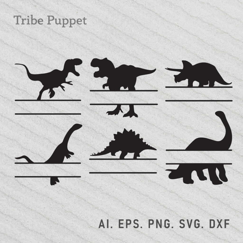 Dinosaur Split Monograms - MasterBundles