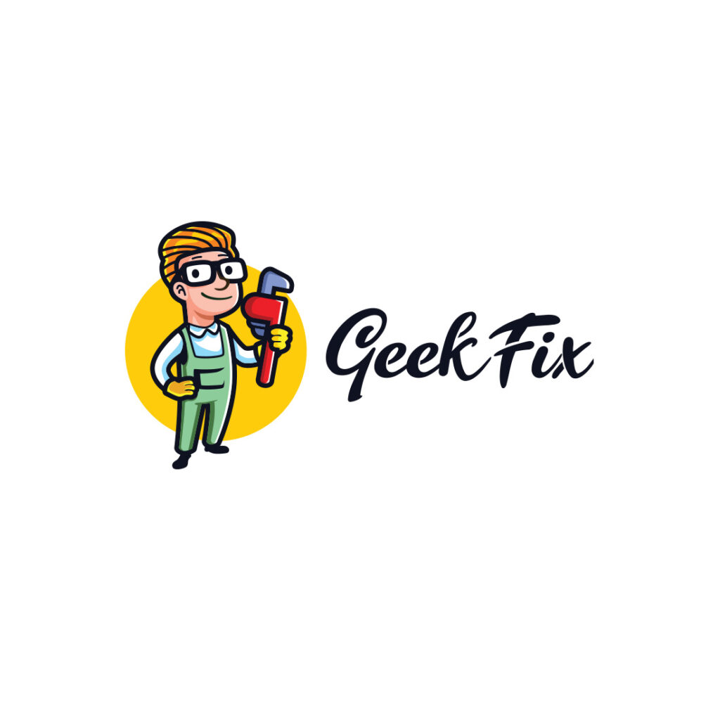 Geek Fix Character Logo Design - MasterBundles