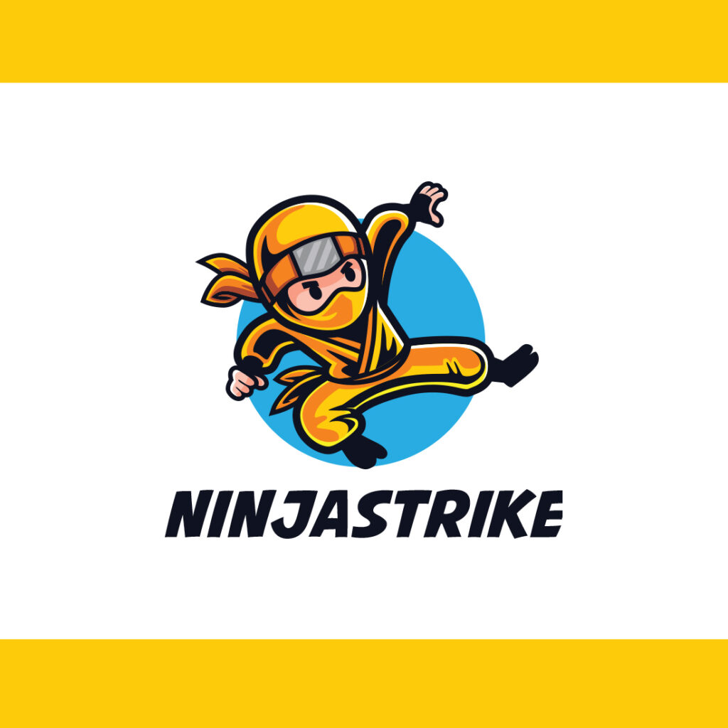 Ninja Strike Cartoon Mascot Logo Design - MasterBundles