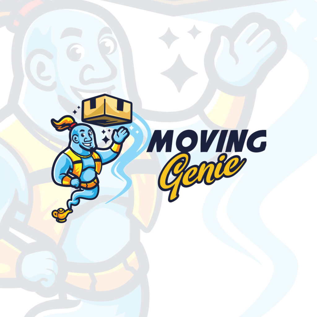 Mover Genie Character Mascot Logo Design - MasterBundles