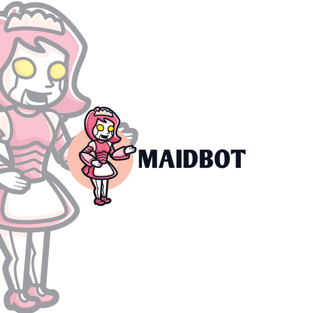 Maid Robot Character Mascot Logo Design - MasterBundles