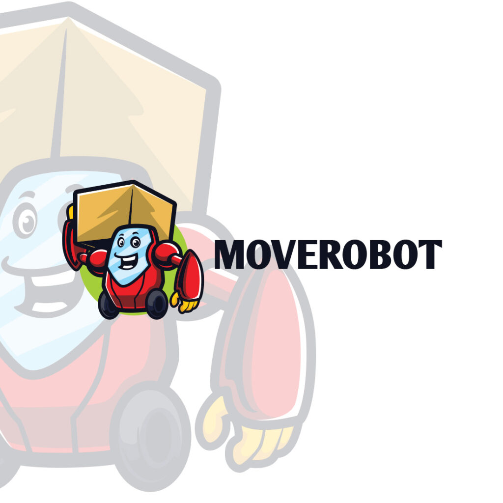 Mover Robot Character Mascot Logo Design - MasterBundles