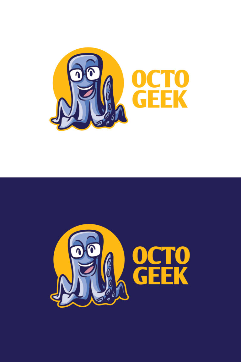 Octo Geek Character Mascot Logo Design - MasterBundles