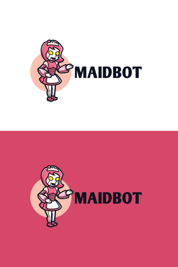 Maid Robot Character Mascot Logo Design - MasterBundles