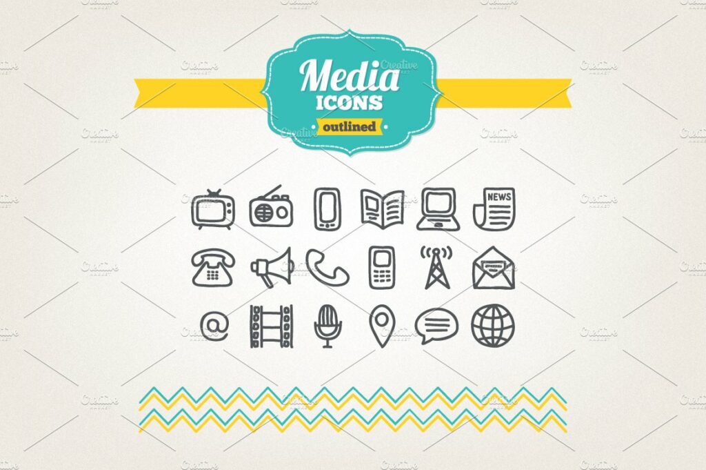 Hand drawn media icons – MasterBundles