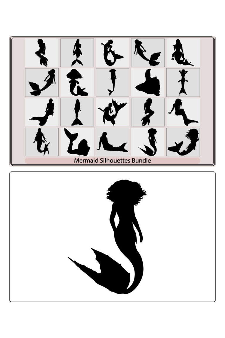Silhouette of a mermaid collection vector illustration,Vector ...