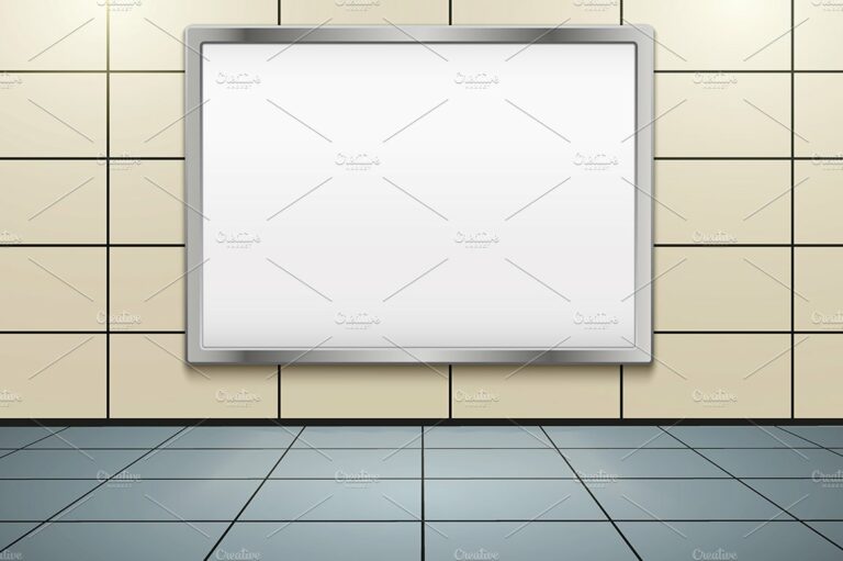 Mockup billboard inside metro subway – MasterBundles