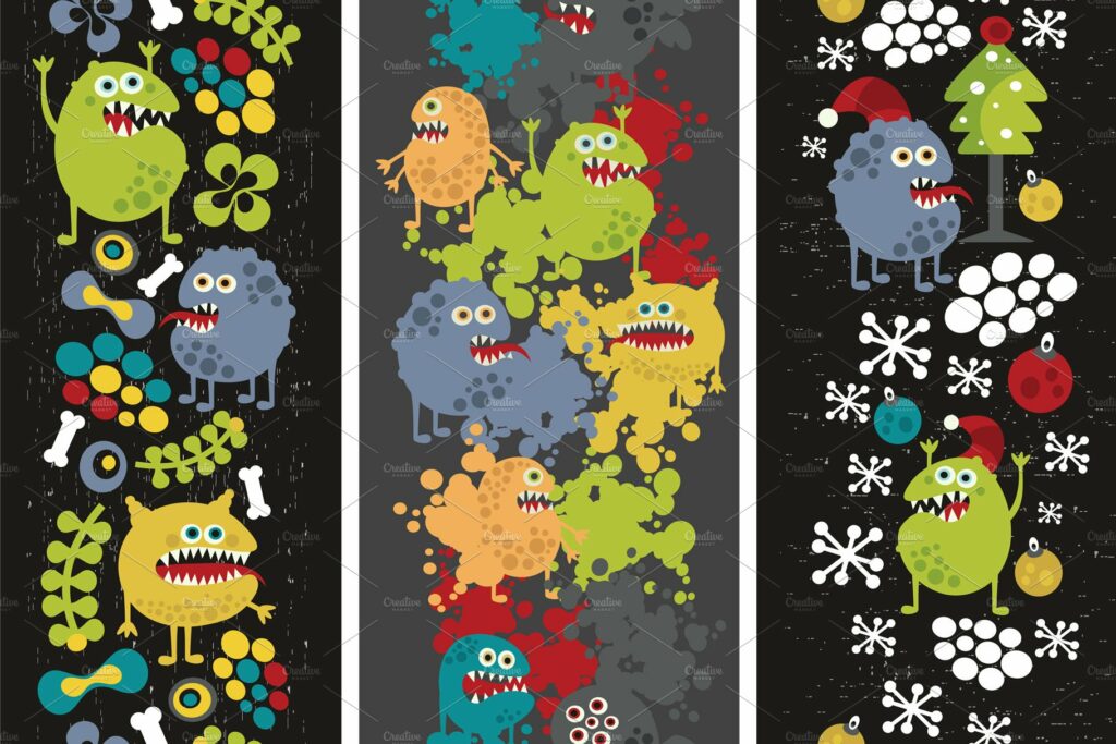 Monsters + patterns + banners – MasterBundles