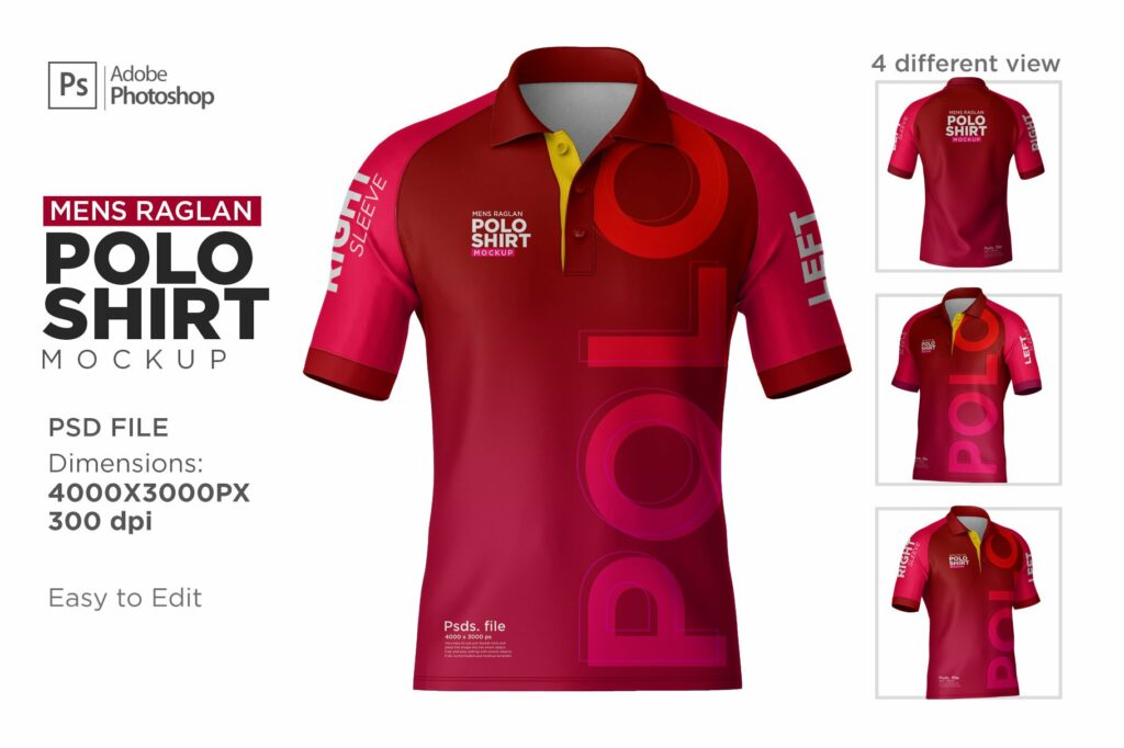 Raglan Sleeve Poloshirt Mockup set – MasterBundles