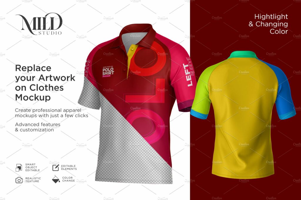 Raglan Sleeve Poloshirt Mockup set – MasterBundles