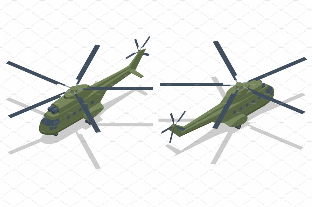 Isometric Military helicopter vector – MasterBundles