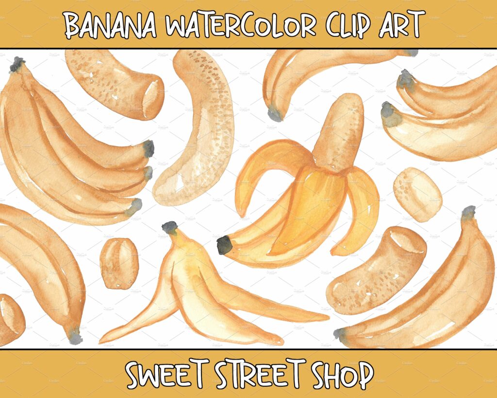 Banana Watercolor Clipart Fruit – MasterBundles