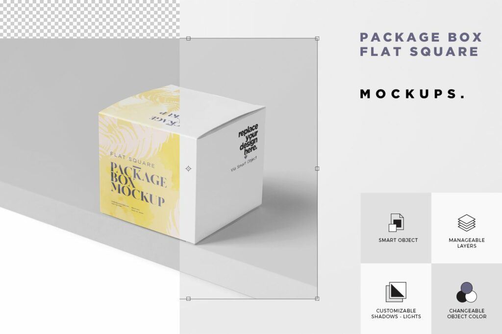 Package Box Mock-Up - Flat Square – MasterBundles