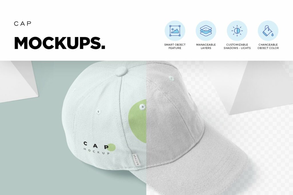 5 Baseball Cap Mockups – MasterBundles