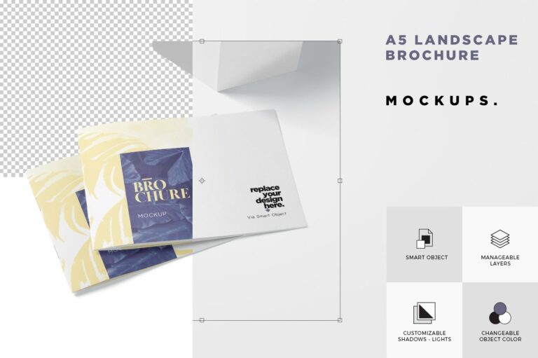 A5 Landscape Brochure Cover Mockups – MasterBundles