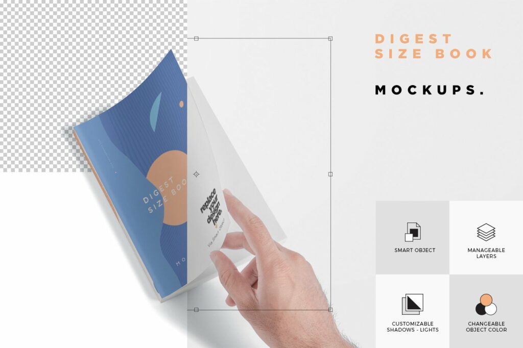 Digest Size Book Mockups – MasterBundles