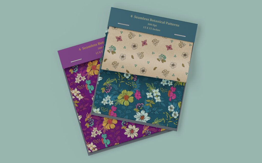 4 Seamless Botanical Patterns - Botanical Surface Patterns - Botanical ...