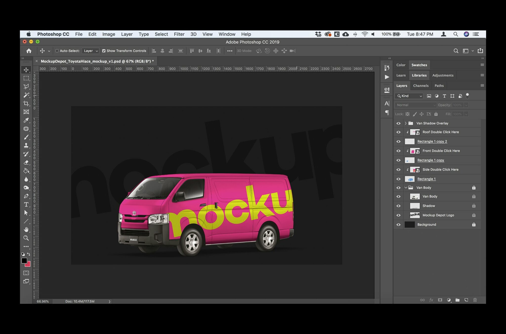 4K Work Van Toyota HiAce PSD Mockup – MasterBundles