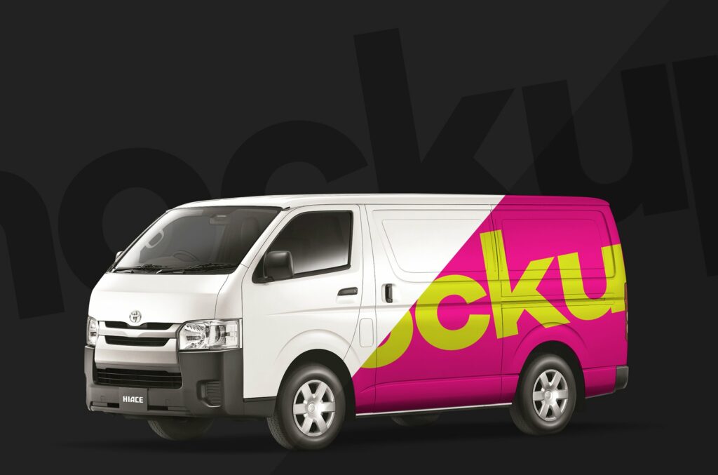4K Work Van Toyota HiAce PSD Mockup – MasterBundles