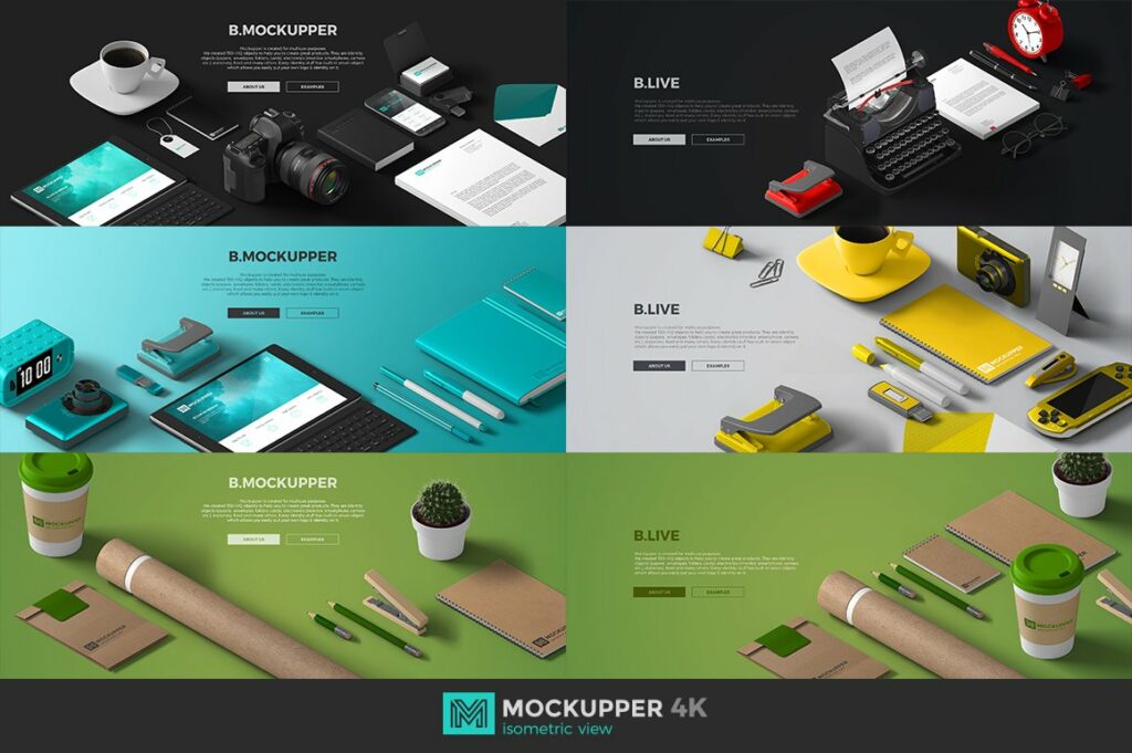 Hero scenes isometric view Mockups – MasterBundles