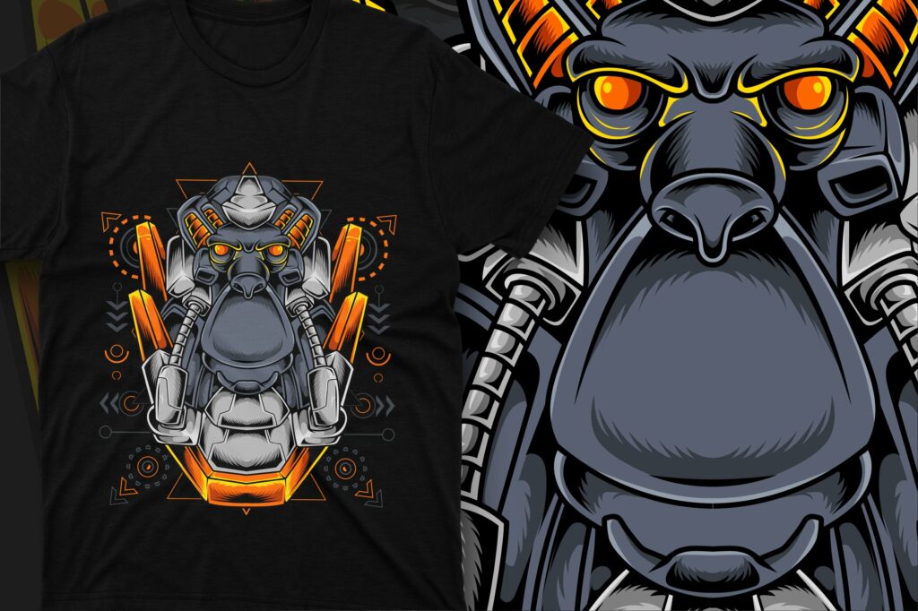 Monkey Head Cyberpunk Vector – MasterBundles