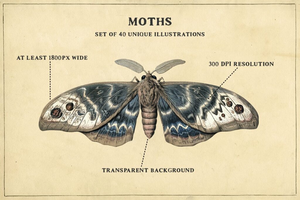 Moths - 40 antique style PNG images – MasterBundles