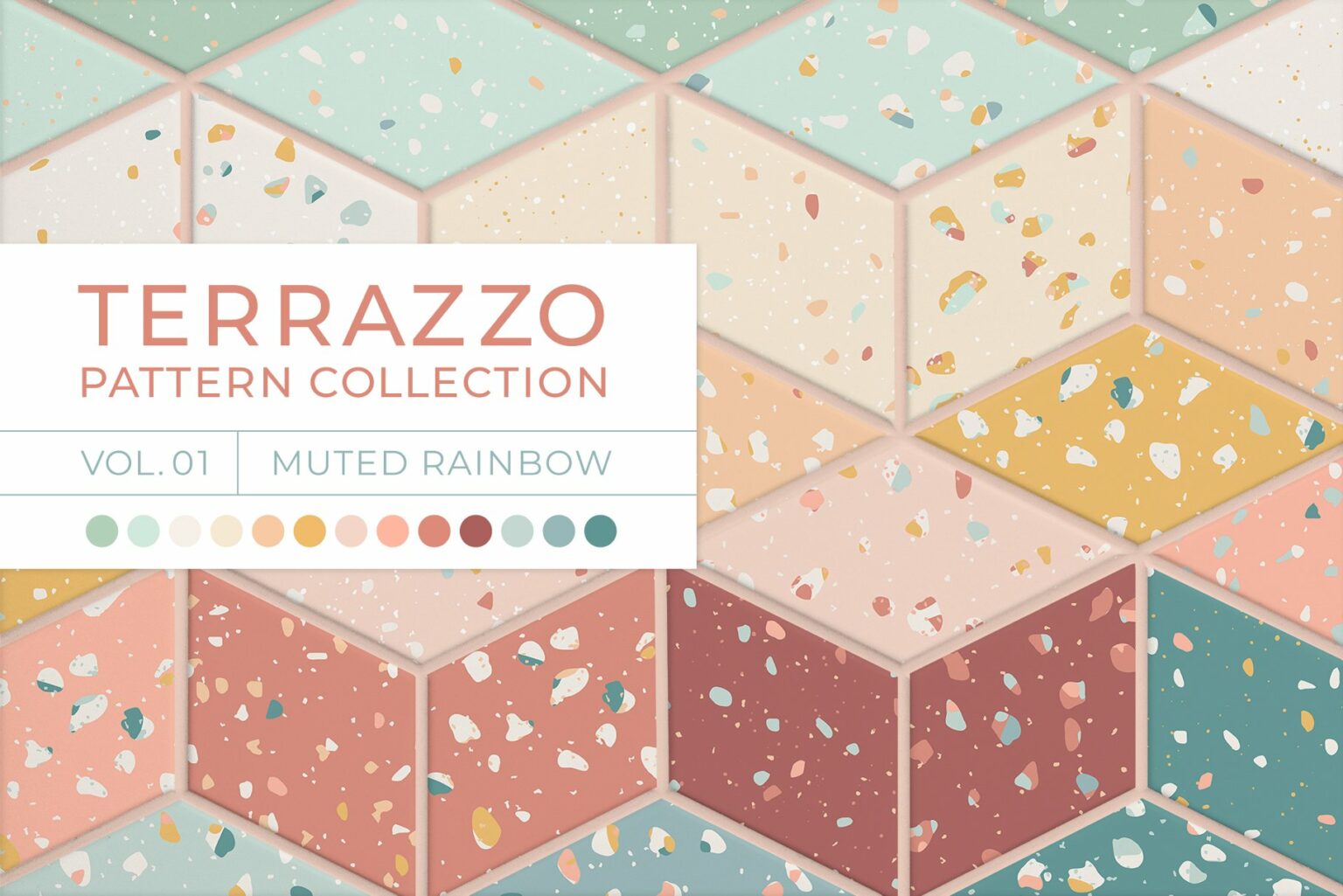 Muted Rainbow Terrazzo Patterns – MasterBundles