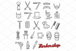 Barber shop outline icons, vector – MasterBundles