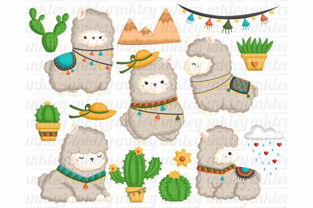 Cute Llama Clipart - Cute Animal – MasterBundles