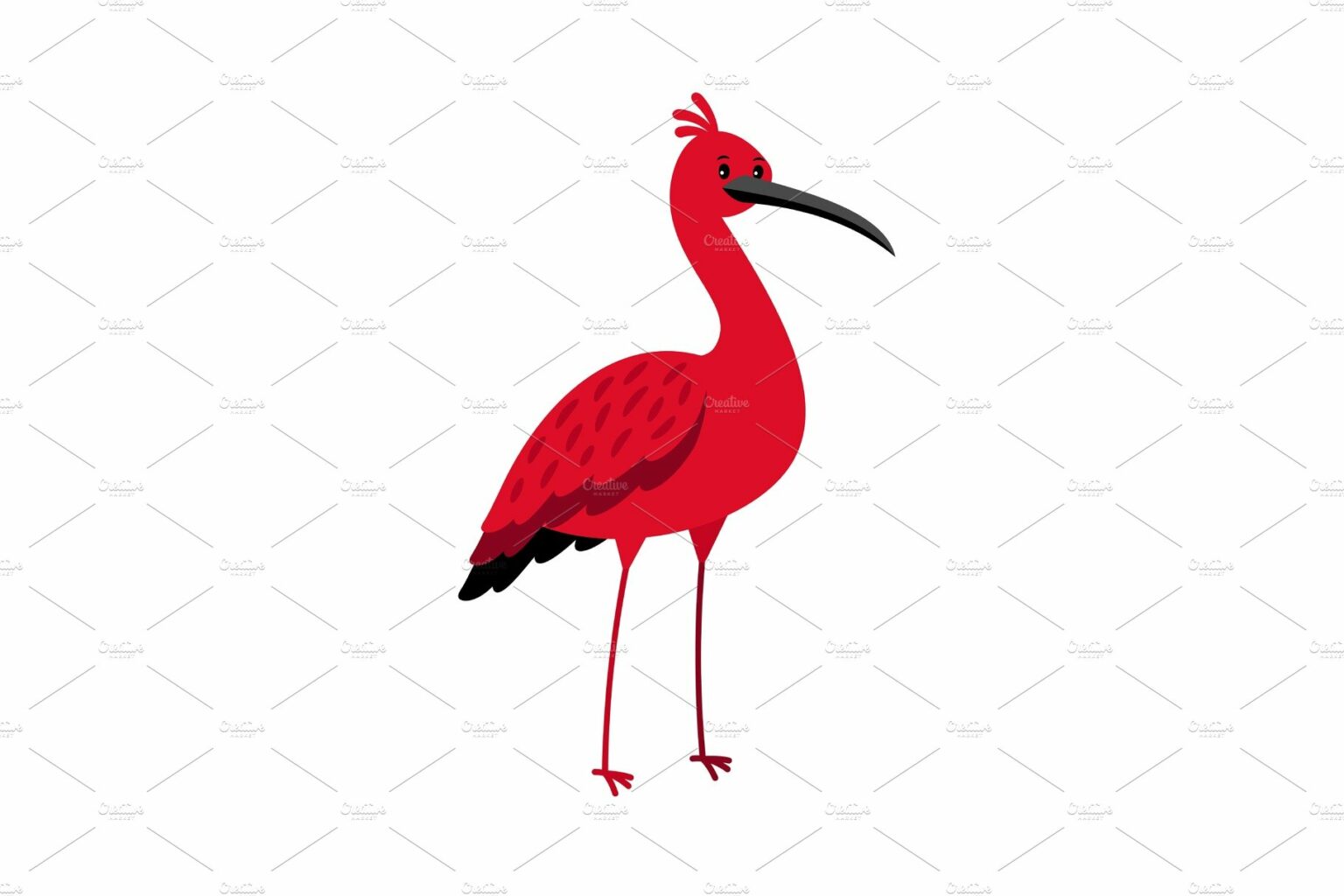 Ibis red bird cartoon icon – MasterBundles