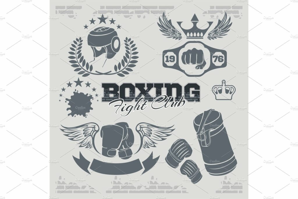 Boxing labels and icons set. Vector – MasterBundles