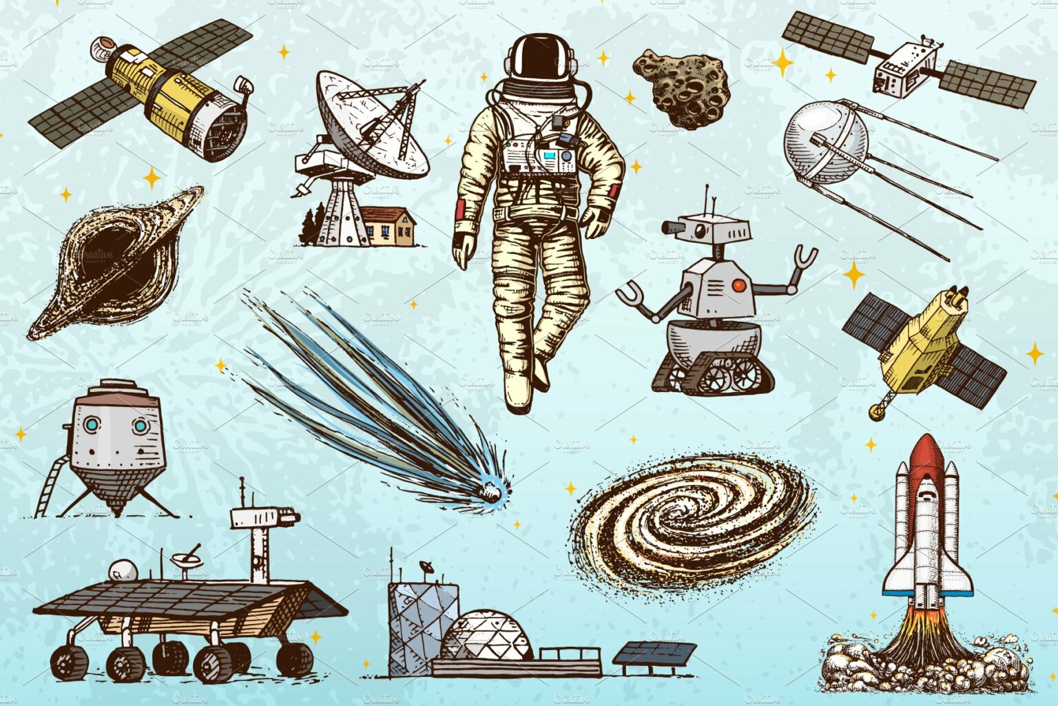 Planets in Solar System. Space. – MasterBundles