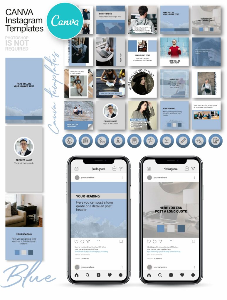 Blue CANVA Instagram Templates – MasterBundles