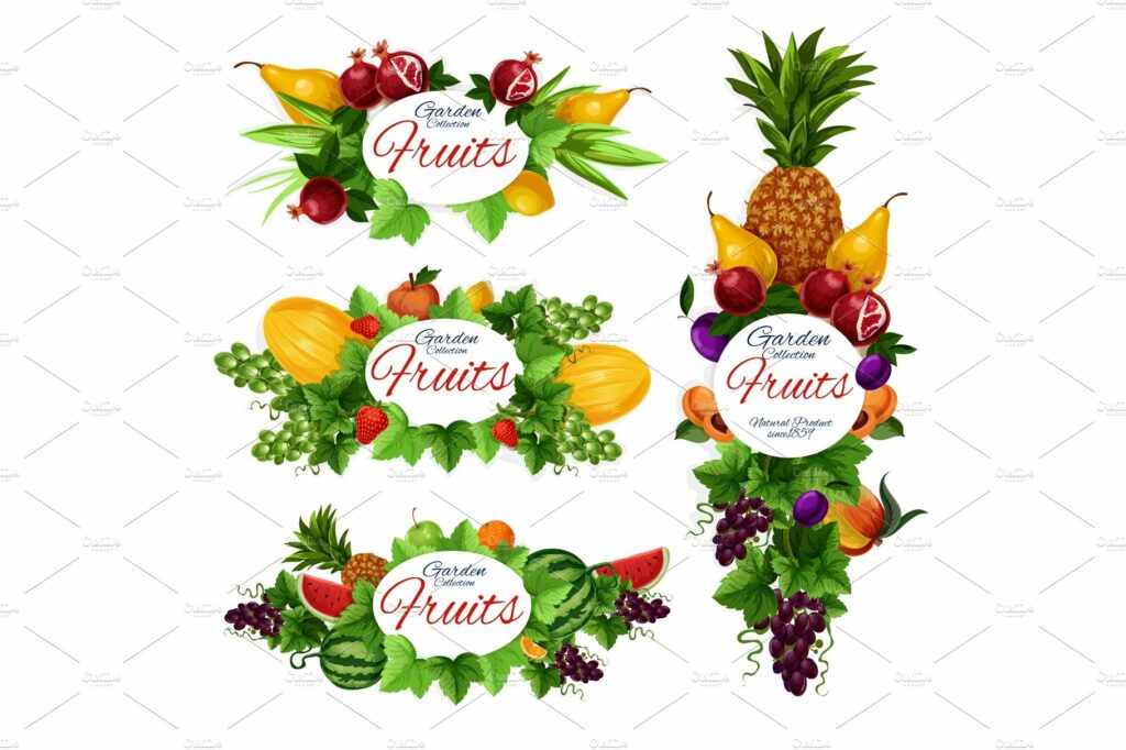 Natural fruits, grape and strawberry – MasterBundles