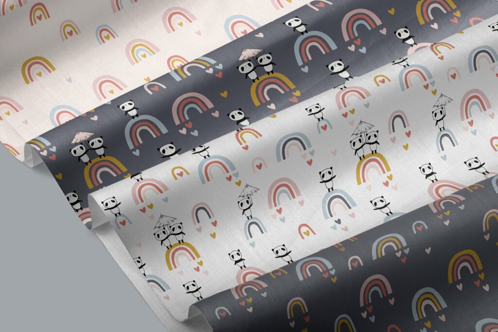 Cute pandas & rainbows patterns – MasterBundles