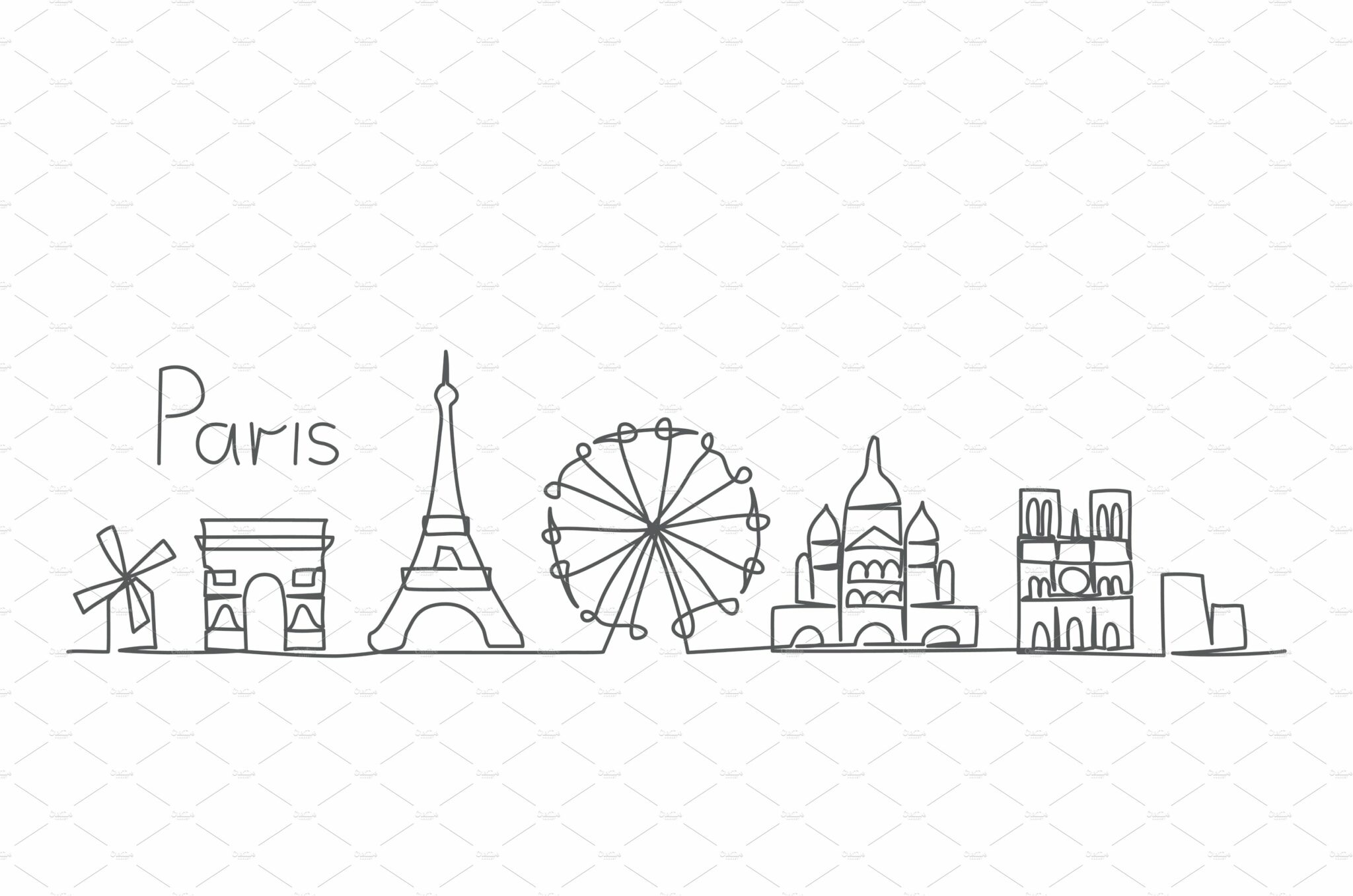 Paris One line drawing Paris – MasterBundles