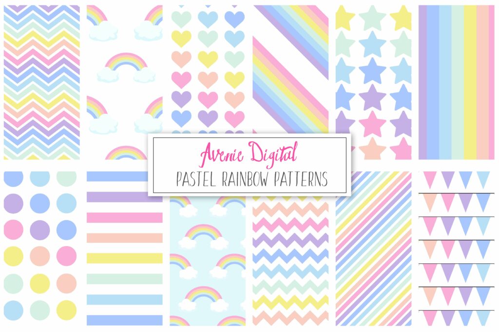 Pastel Rainbow Pattern + Paper – MasterBundles