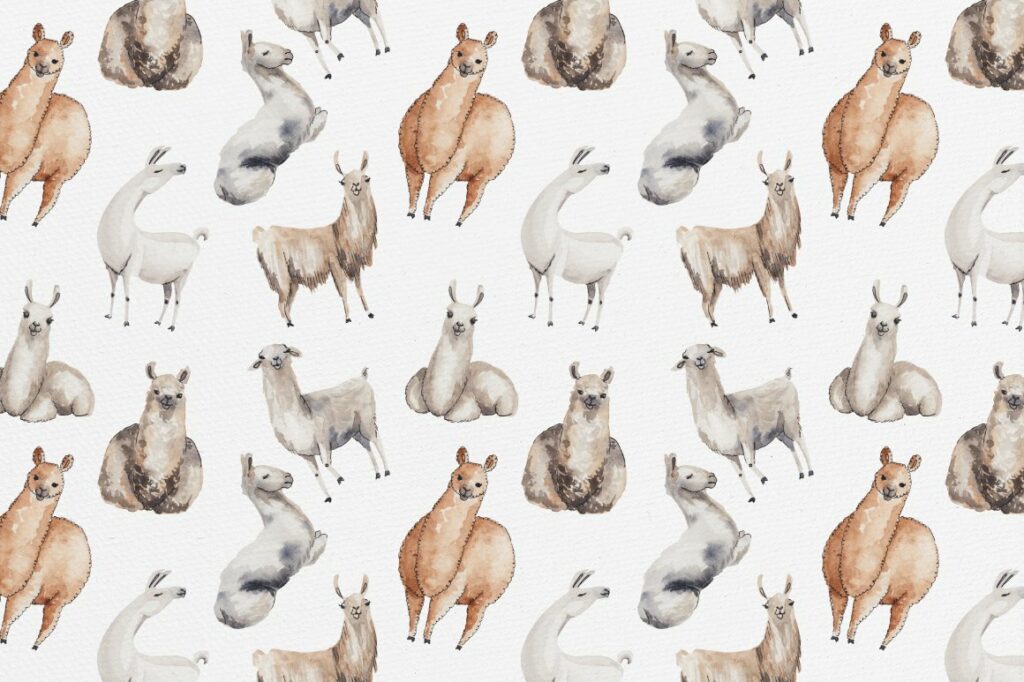 Watercolor Llamas + 2 Patterns – MasterBundles