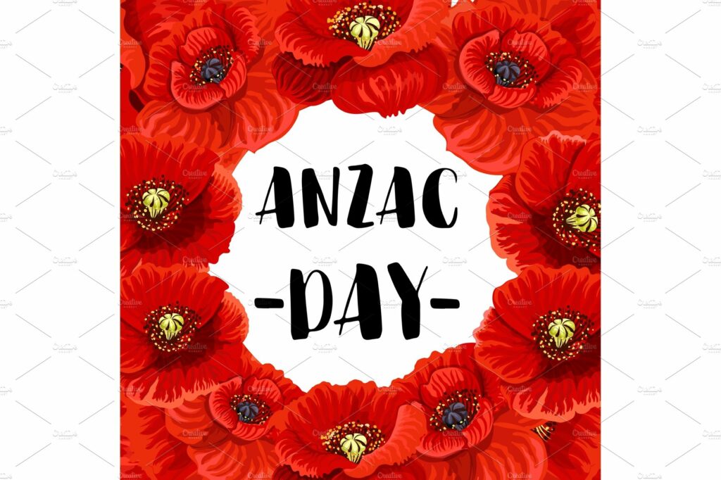 Anzac Day war memorial day red poppy vector poster – MasterBundles