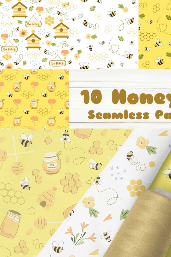 10 Honey Bee patterns Cute Bee – MasterBundles