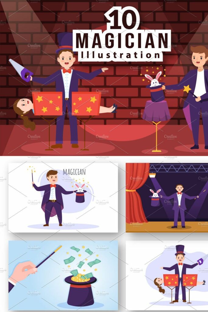 10 Magician Illusionist Illustration – MasterBundles