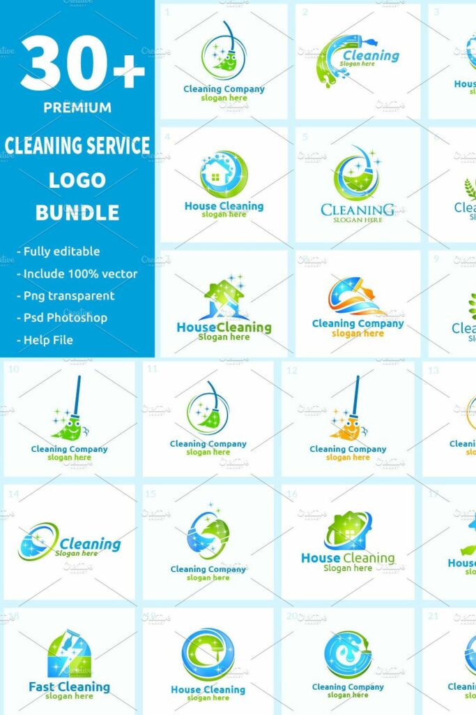 30+ Cleaning Service Logo Bundle – MasterBundles