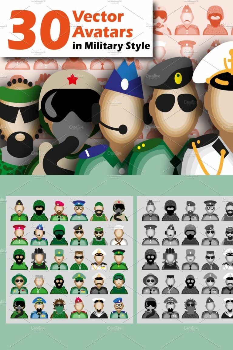 30 Military Avatars. – MasterBundles