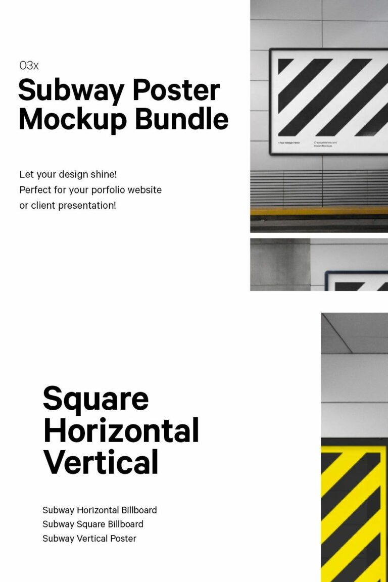 3x Subway poster mockup bundle – MasterBundles