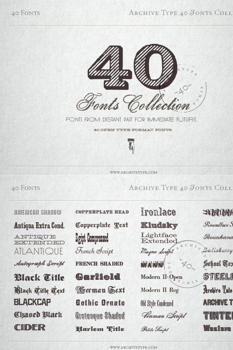 40 Archive Fonts Collection – MasterBundles