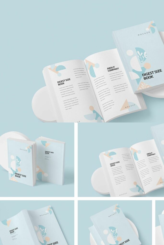 5 Digest Size Book Mockups – MasterBundles