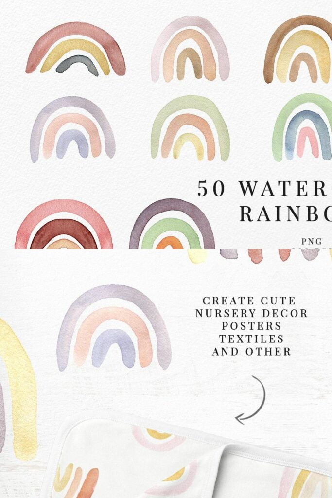50 WATERCOLOR RAINBOWS – MasterBundles