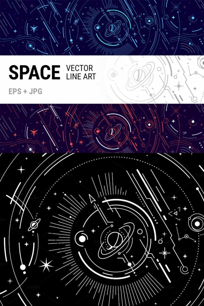 Abstract Space | Line Art Set – MasterBundles