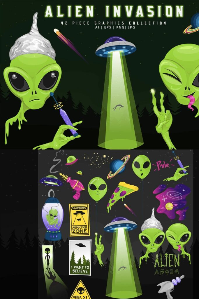 Alien Invasion 42 Piece Graphics Set – MasterBundles