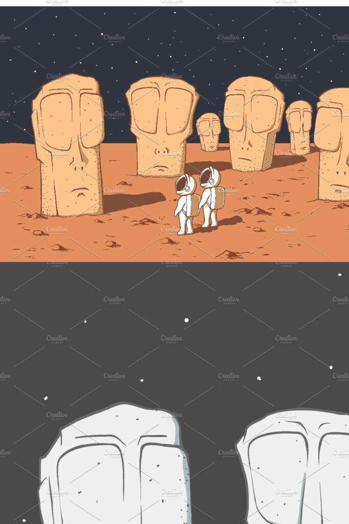 alien stone monolithic statues – MasterBundles